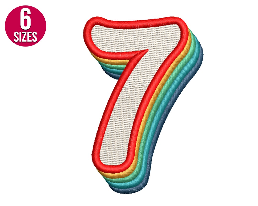 Retro Embroidery Numbers Embroidery Design, Font, Number Seven, Machine ...