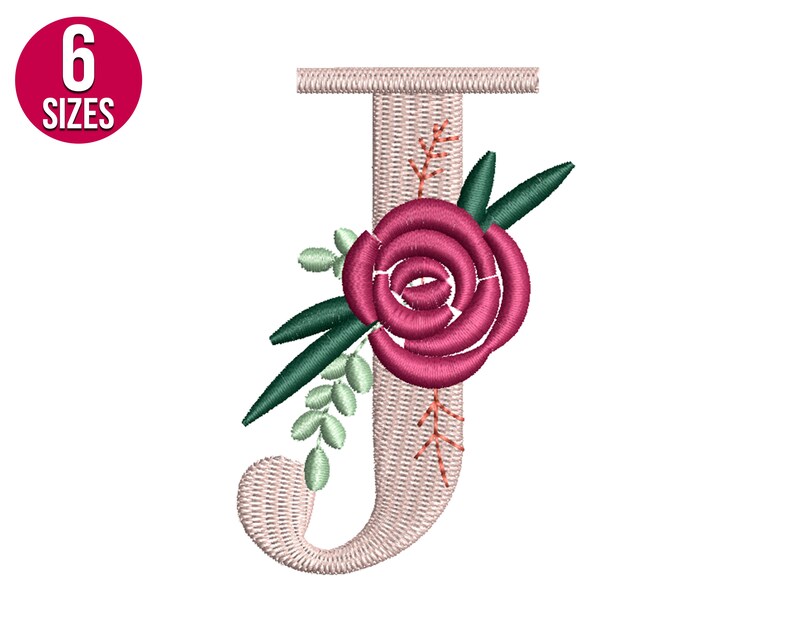 Floral Font Flower Alphabet J Letter Embroidery Design - Etsy