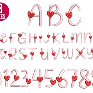 Valentines Font Heart Alphabet Letters Bundle Embroidery Design ...