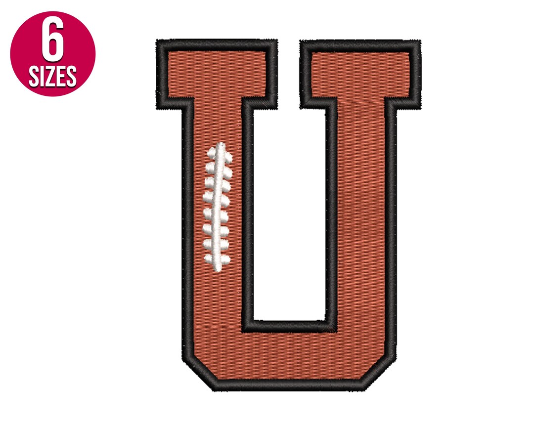 Football Font Alphabet U Letter Embroidery Design, Machine Embroidery ...