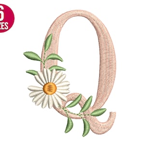 Floral Font Flower Alphabet Q Letter Embroidery Design, Machine ...