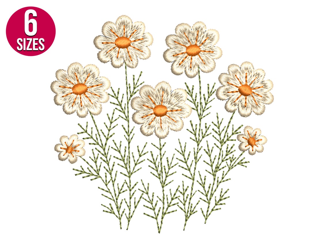 Wildflowers Embroidery Design, Daisy, Machine Embroidery File, Instant ...