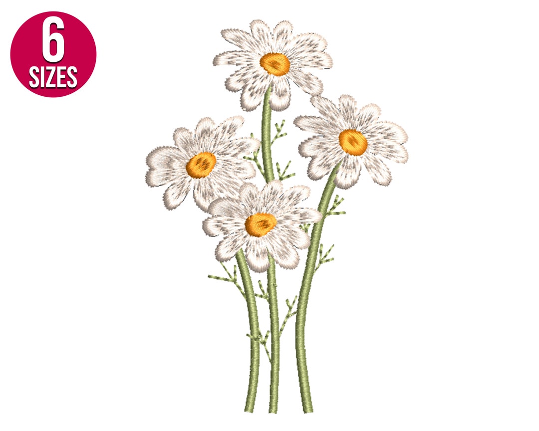 Daisy Bunch Machine Embroidery Design, Wildflowers, Instant Download - Etsy
