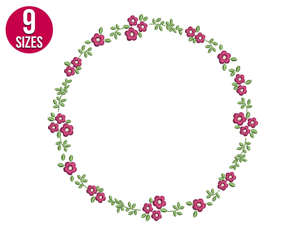 Flower Circle Border Embroidery Design Machine Embroidery | Etsy