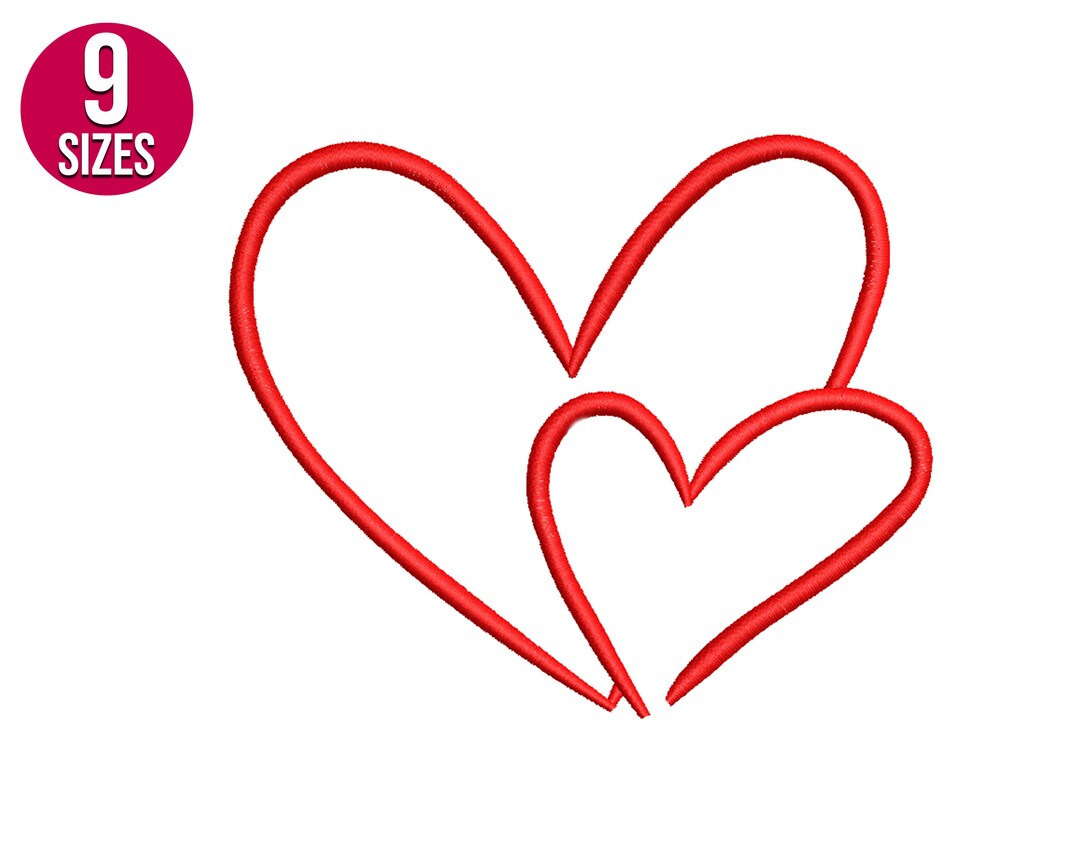Double Heart Embroidery Design, Mini Heart Shape, Love, Valentines Day ...