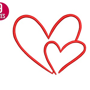 Double Heart Embroidery Design, Mini Heart Shape, Love, Valentines Day ...