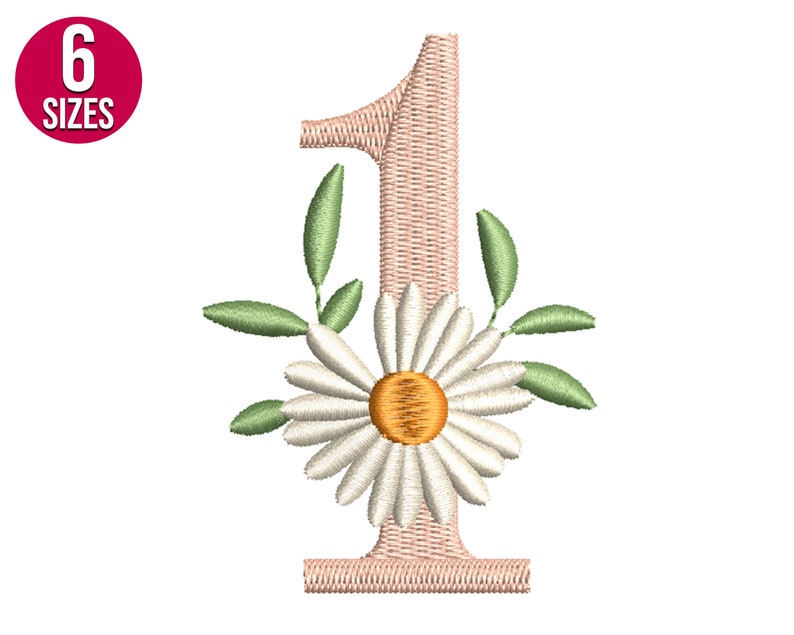Floral Font Flower Alphabet Number One Embroidery Design - Etsy
