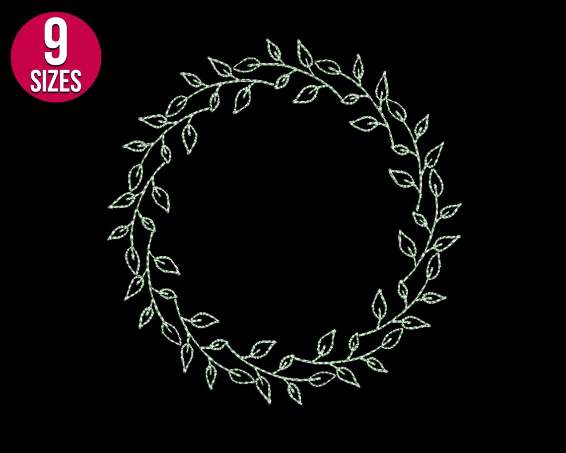 Leaf Wreath Embroidery Design Monogram Frame Machine - Etsy