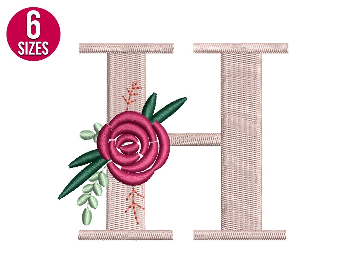 Floral Font Flower Alphabet H Letter Embroidery Design - Etsy