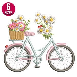 Floral Bicycle, Daisy Flowers Bike Embroidery Design, Machine ...