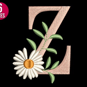 Floral Font Flower Alphabet Z Letter Embroidery Design, Machine ...