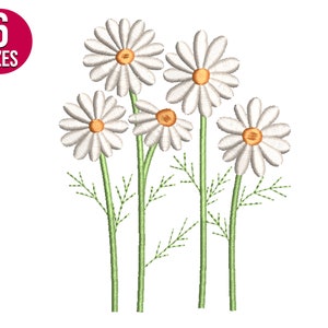 Daisy Flowers Embroidery Design, Wildflowers, Plants, Machine ...
