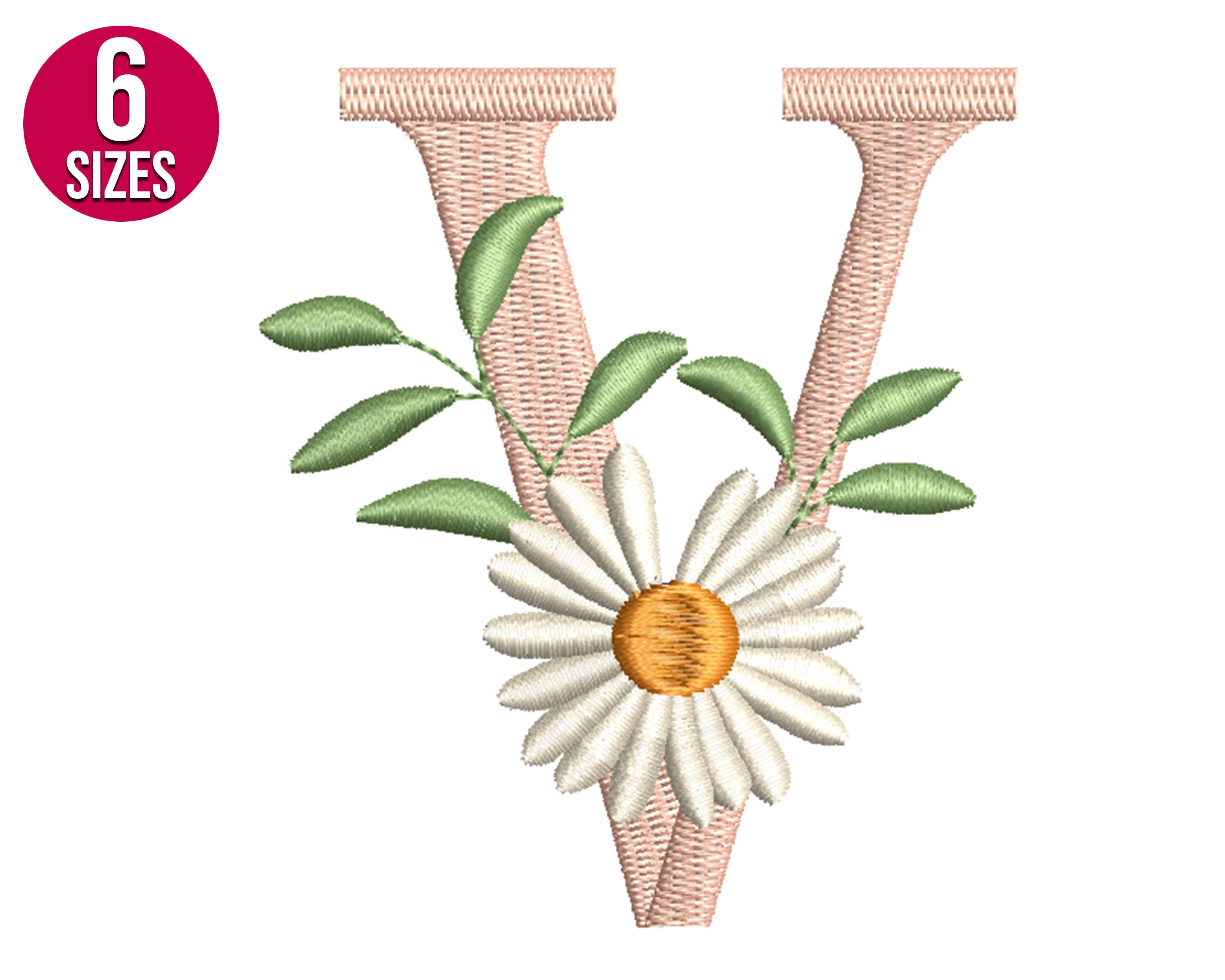 Floral Font Flower Alphabet V Letter Embroidery Design - Etsy UK