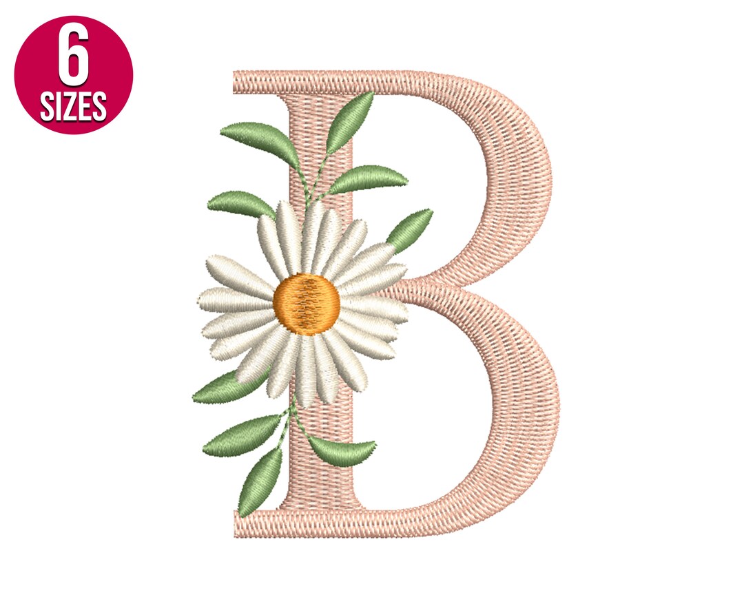Floral Font Flower Alphabet B Letter Embroidery Design, Machine ...