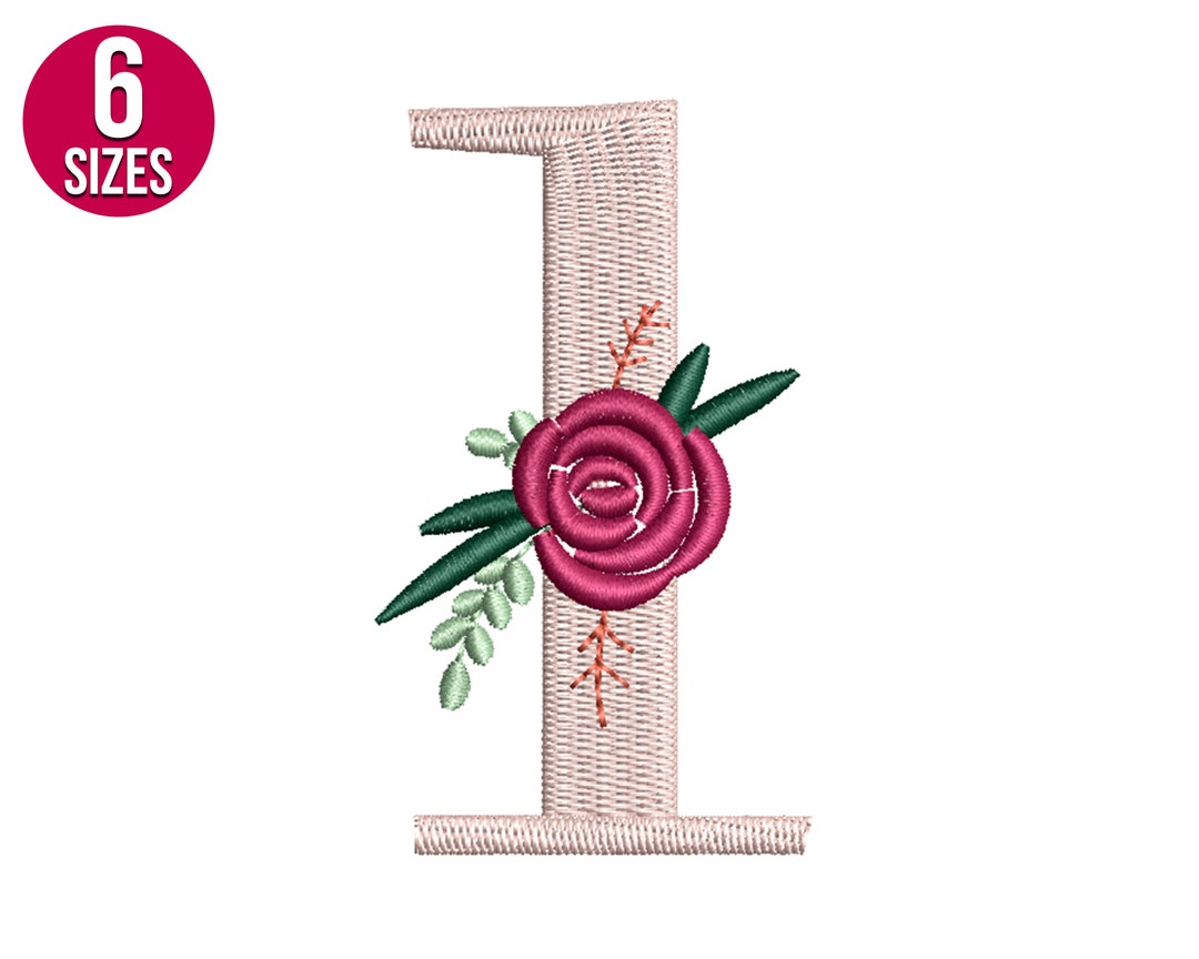 Floral Font Flower Numbers Embroidery Design, Number 0ne, 1, Machine ...
