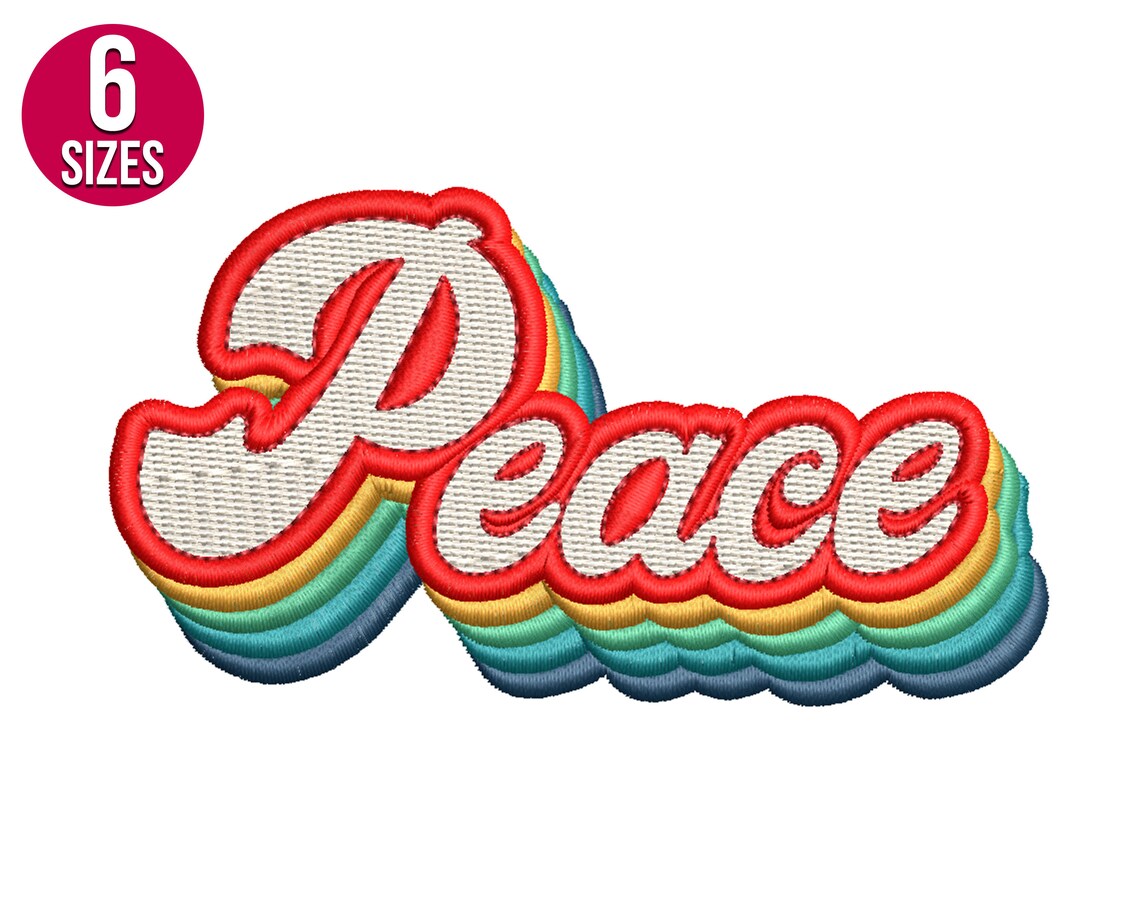 Peace Machine Embroidery Design Peace Sign Retro Vintage | Etsy