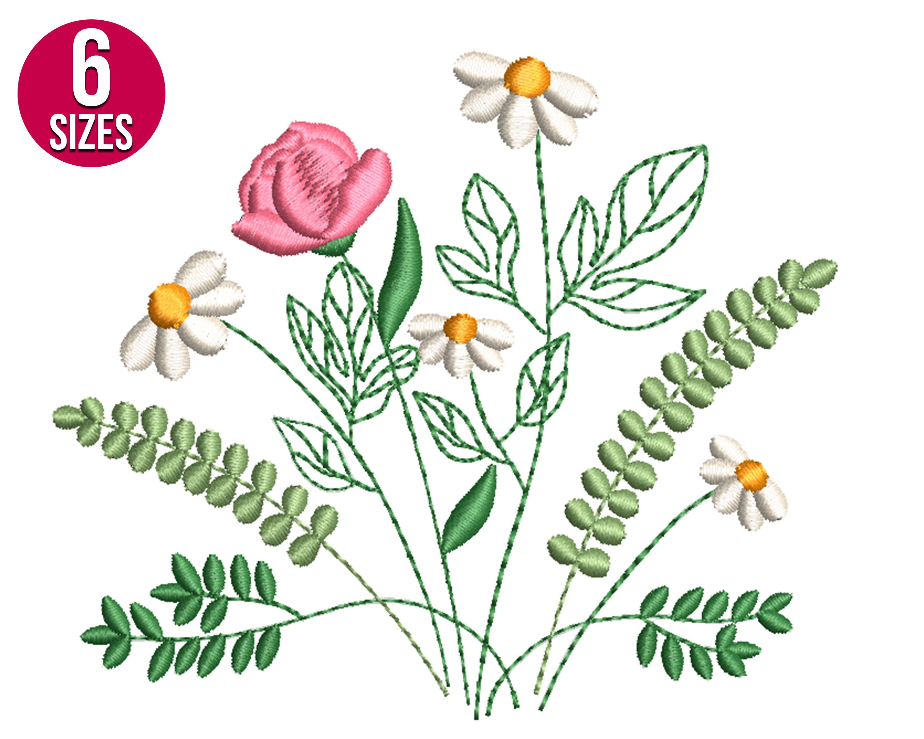Wildflowers Embroidery Design Herb Floral Plants Machine - Etsy