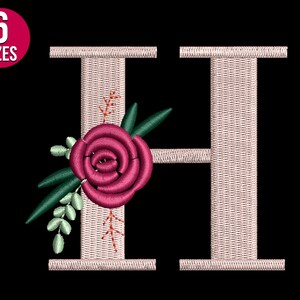 Floral Font Flower Alphabet H Letter Embroidery Design, Machine ...