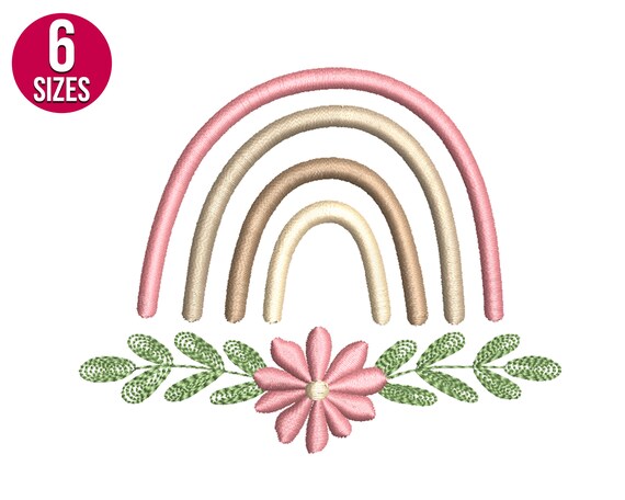 Rainbow With Flower Embroidery Design Machine Embroidery | Etsy