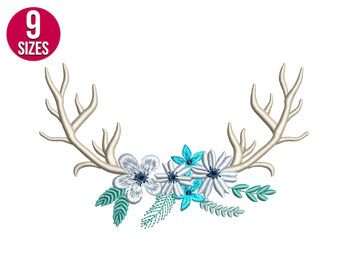 Christmas Deer Antlers Embroidery Design, Country Christmas, Machine ...