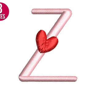 Valentines Font Heart Alphabet Z Letter Embroidery Design, Machine ...