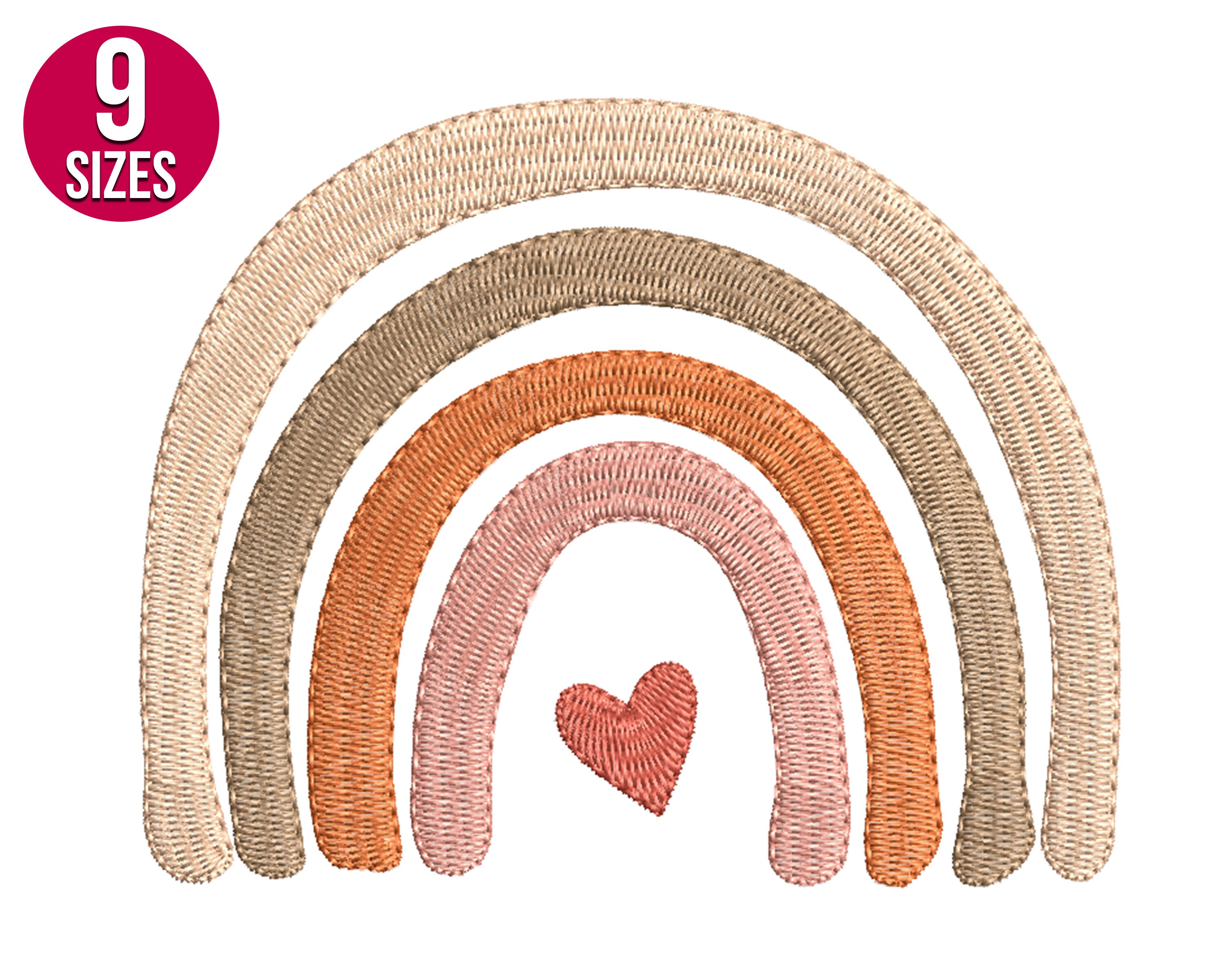 Boho Rainbow Embroidery Design With Heart Machine Embroidery - Etsy Canada