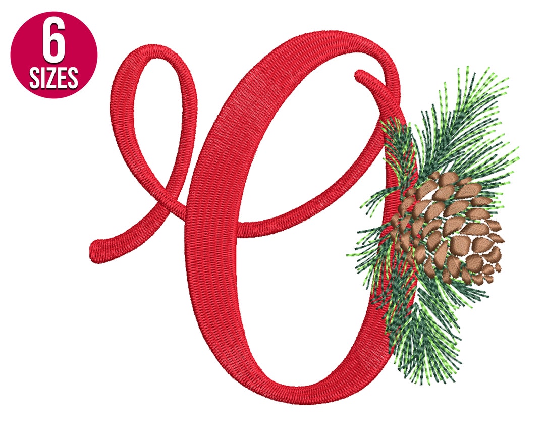 Christmas Alphabet Embroidery Design, O Letter, Pine Cone, Font ...