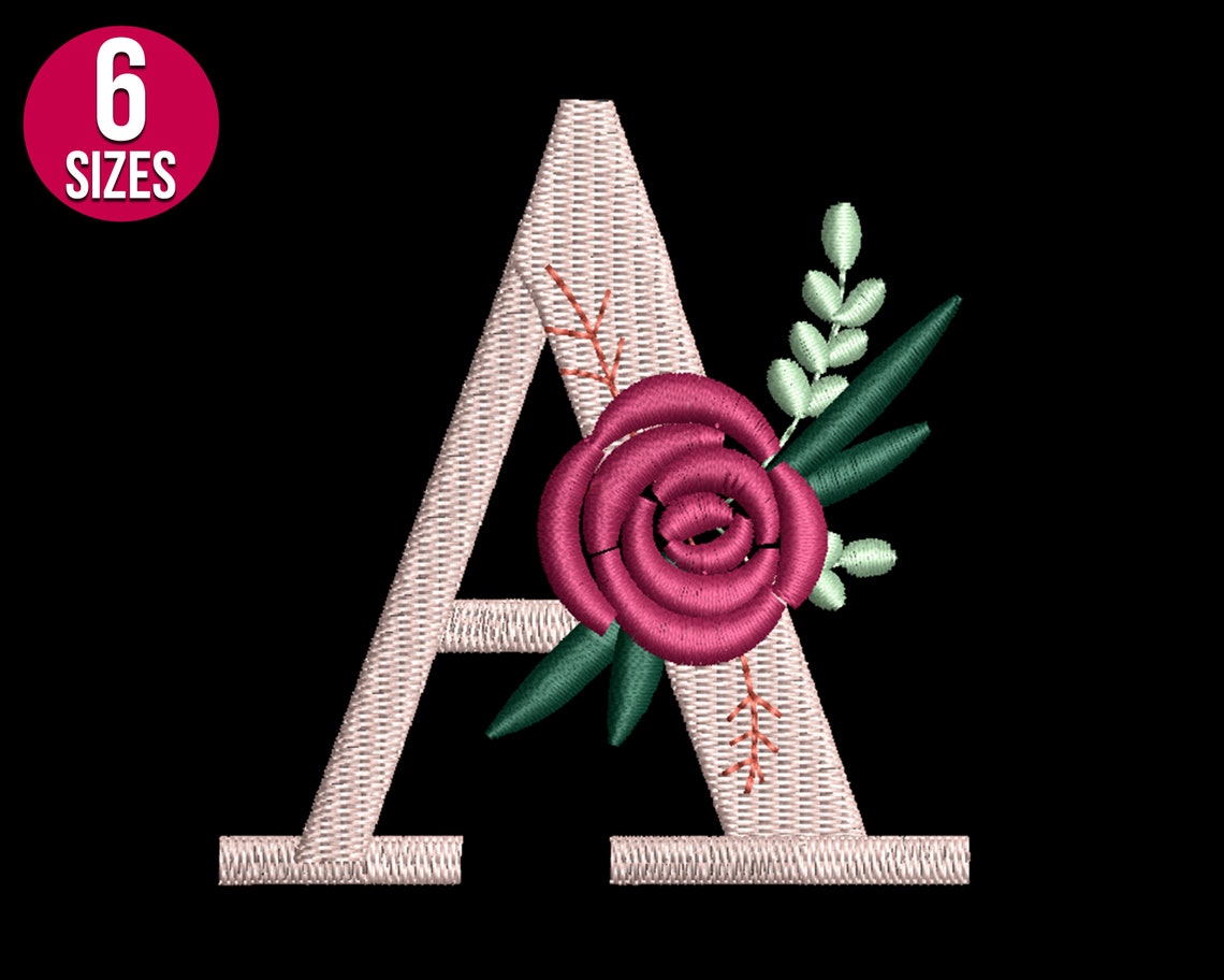 Floral Font Flower Alphabet A Letter Embroidery Design - Etsy