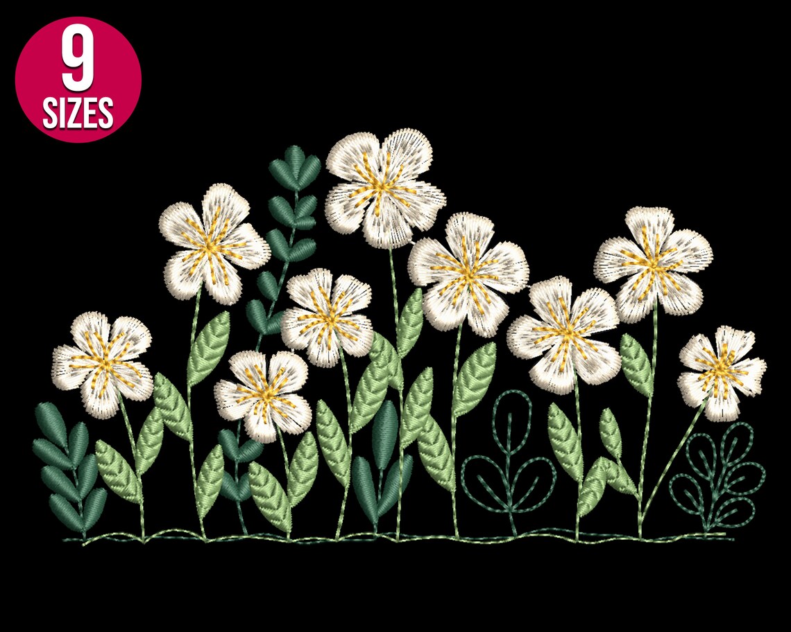Wildflowers Embroidery Design Daisy Plants Machine - Etsy