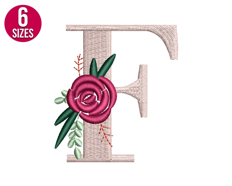 Floral Font Flower Alphabet F Letter Embroidery Design - Etsy