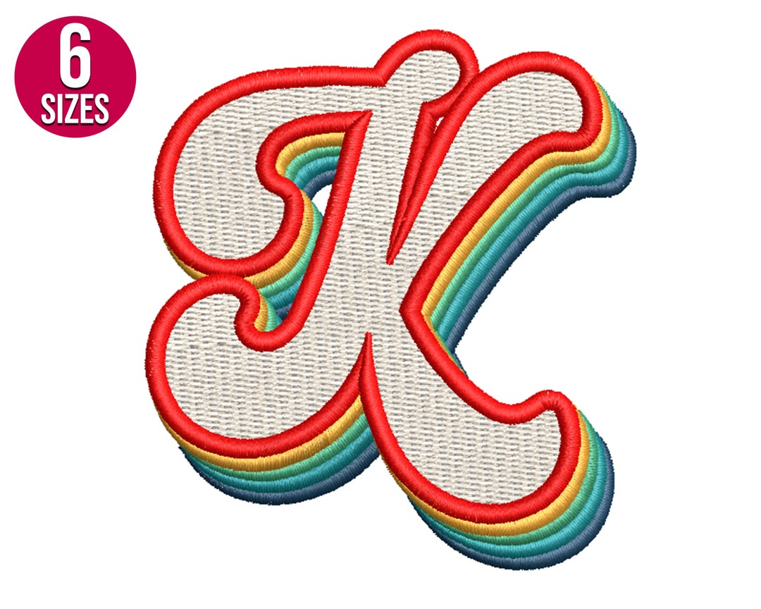 Retro Alphabet Letter K Embroidery Design, Font, Machine Embroidery ...