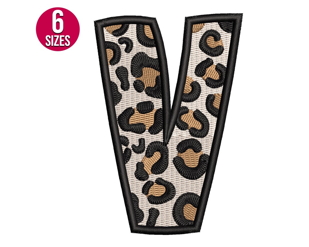 Leopard Print Alphabet Letter V Embroidery Design, Font, Machine ...