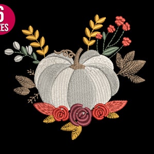 Fall Pumpkin Embroidery Design, Floral, Autumn Machine Embroidery File ...