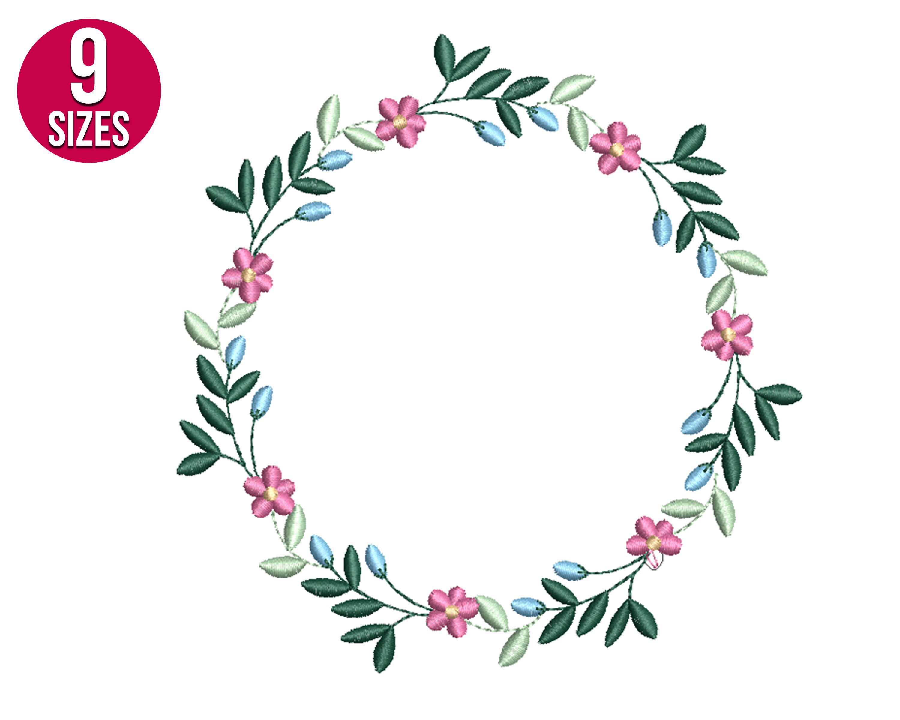 Floral Wreath Embroidery Design Flower Circle Frame Machine - Etsy