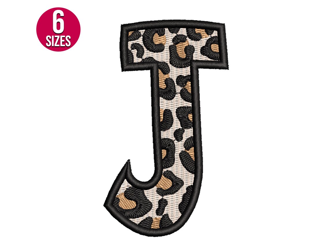 Leopard Print Alphabet Letter J Embroidery Design, Font, Machine ...
