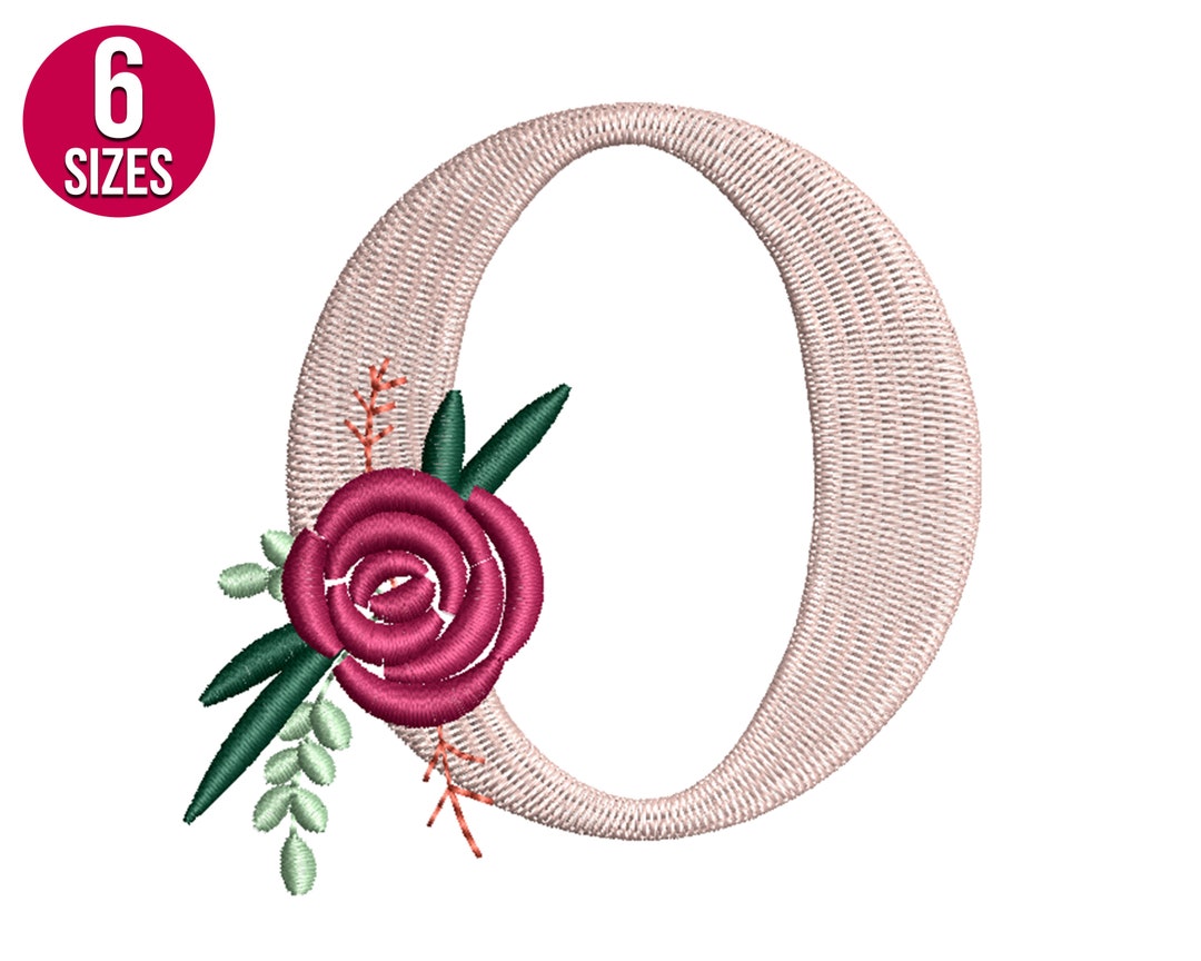 Floral Font Flower Alphabet O Letter Embroidery Design, Machine ...