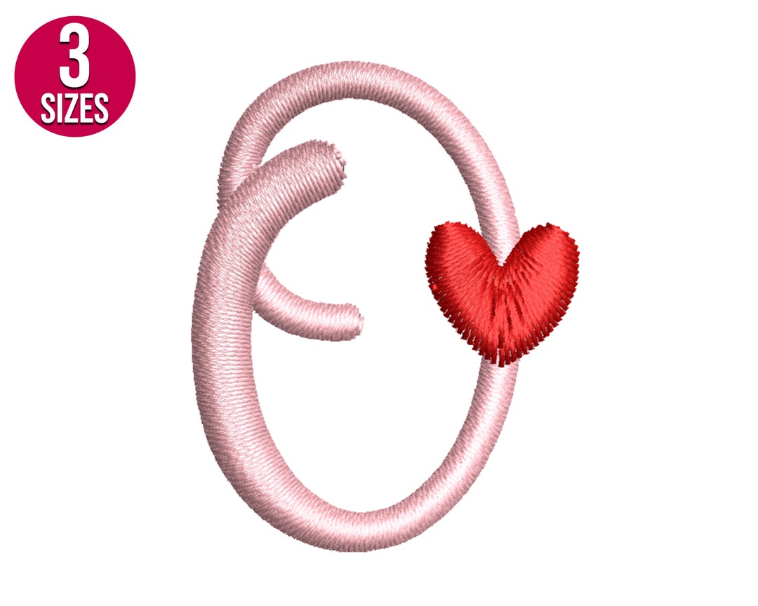 Valentines Font Heart Alphabet O Letter Embroidery Design, Machine ...