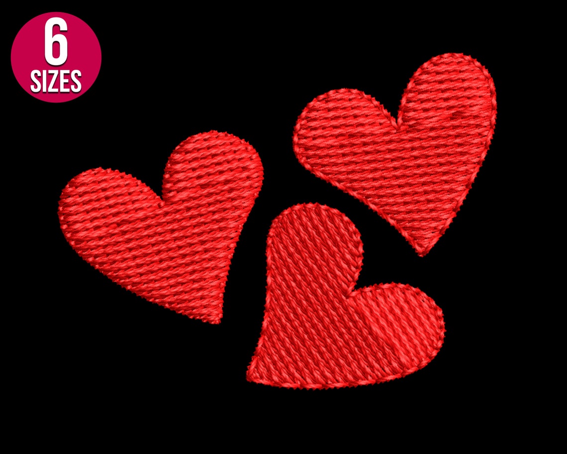 Three Hearts Embroidery Design Mini Heart Shape Love - Etsy
