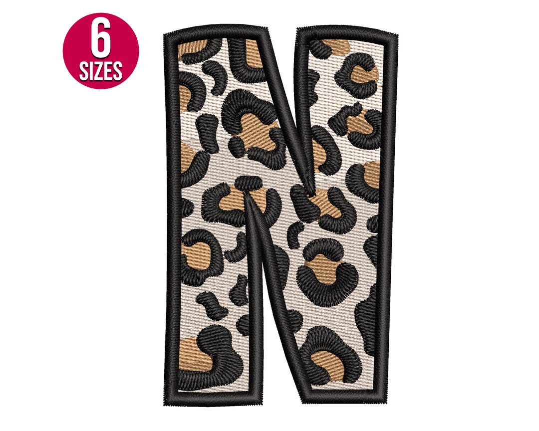Leopard Print Alphabet Letter N Embroidery Design, Font, Machine ...