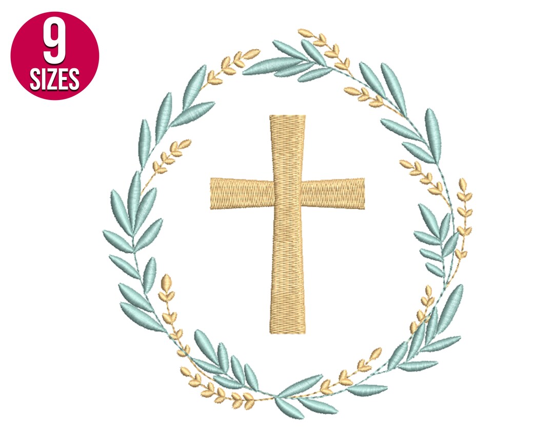 Cross With Wreath Embroidery Design, Easter Design, Machine Embroidery ...