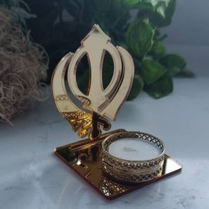Khanda Tea Light Candle and Holder Sikh Symbol Khanda Shadow Diya, Diva ...