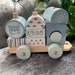 Wooden Personalised Train Set Kids Engraved Custom Blue Pull ...