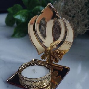 Khanda Tea Light Candle and Holder Sikh Symbol Khanda Shadow Diya, Diva ...