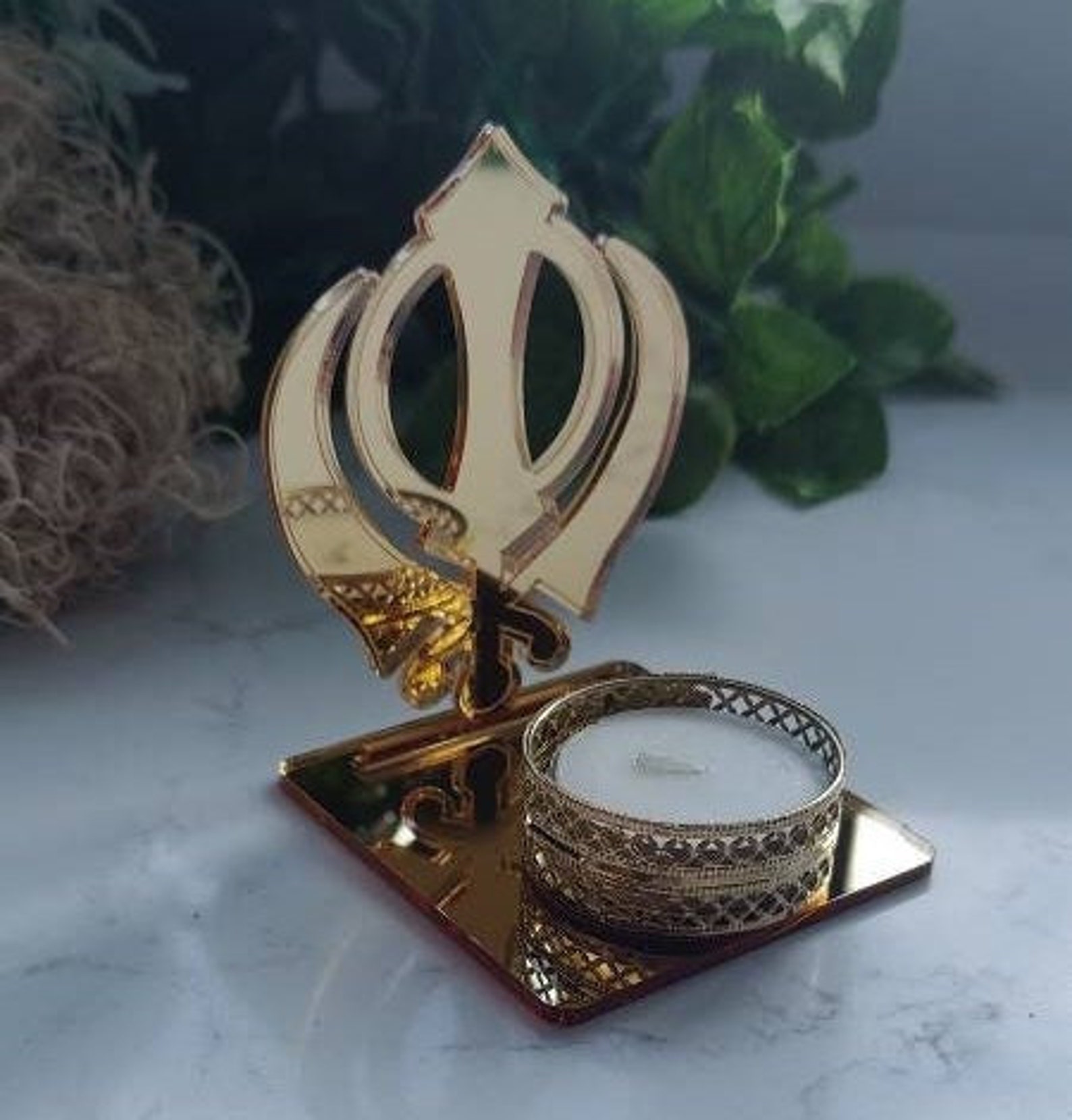 Khanda Tea Light Candle and Holder Sikh Symbol Khanda Shadow Diya, Diva ...
