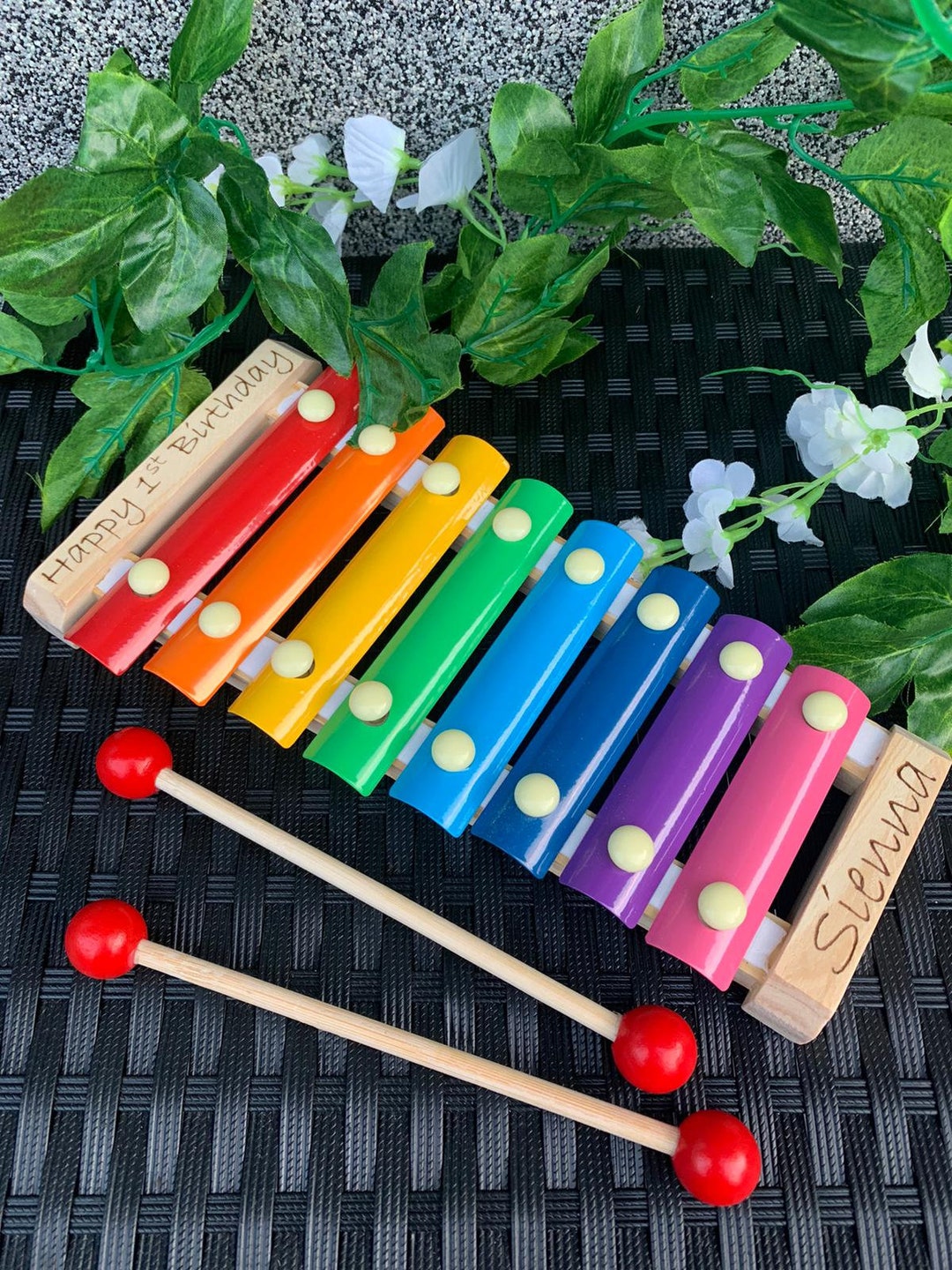 Personalised Wooden Xylophone Set Engraved Custom Educational Music ...