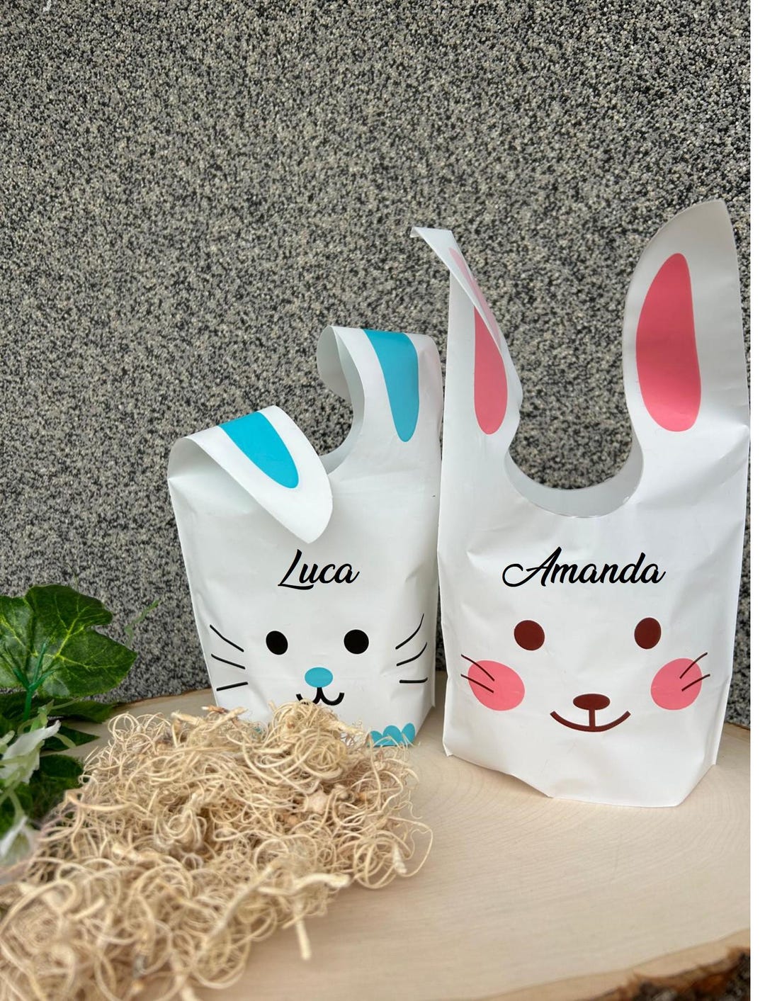 Easter Mini Bags Personalised Rabbit Gift Bags Bunny Wrapping Bags for ...