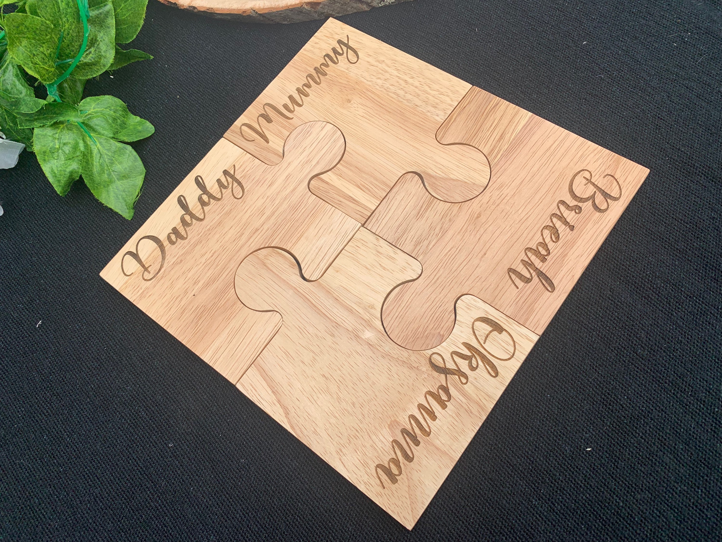 Personalised 4 or 6 Piece Jigsaw Coaster Solid Wood - Etsy