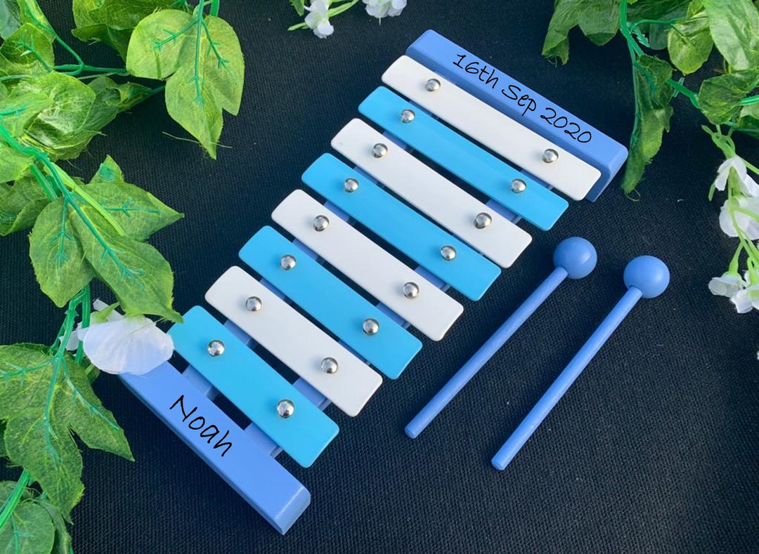 Personalised Wooden Xylophone Set Engraved Custom Educational Music ...