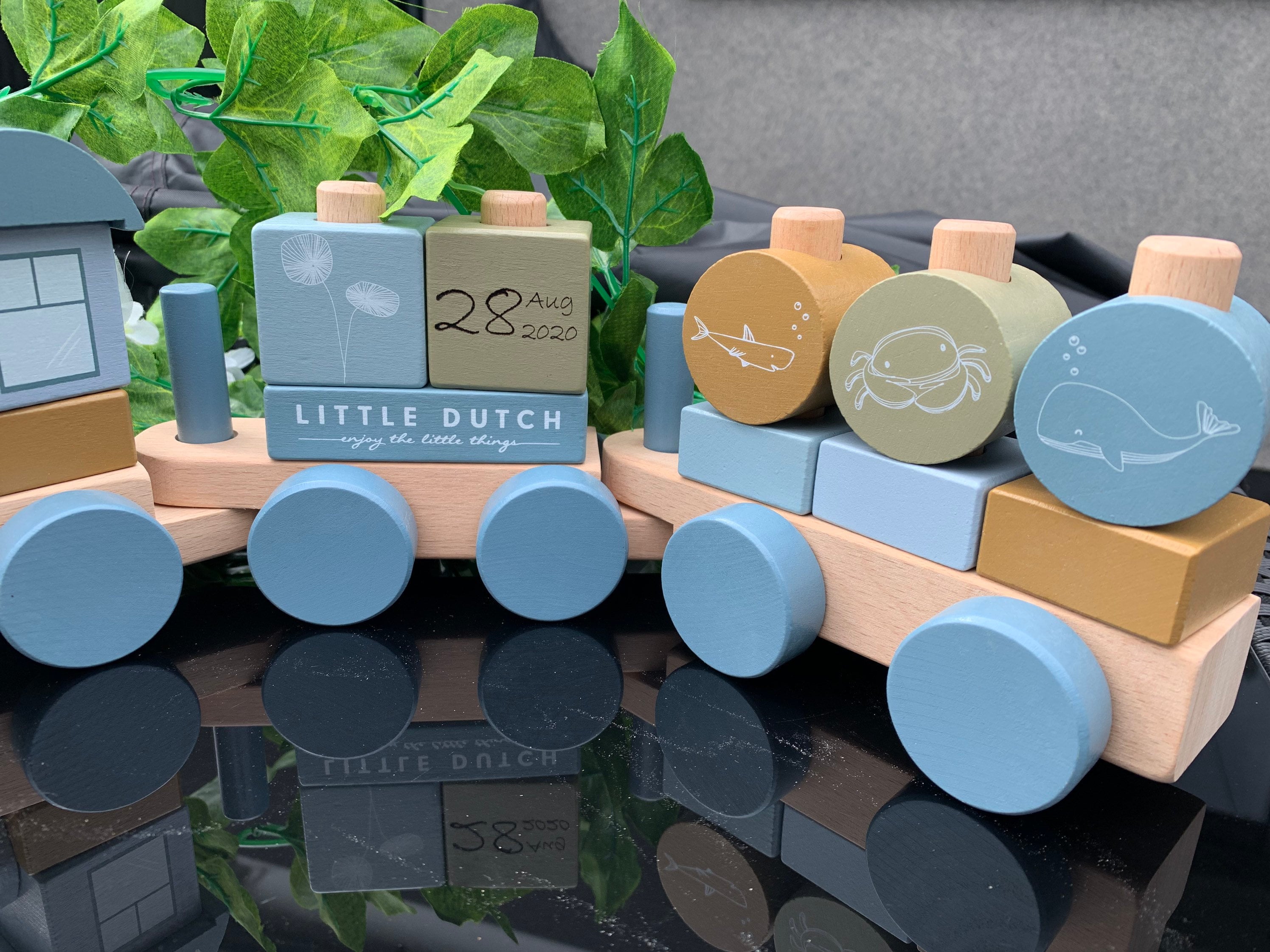 Wooden Personalised Train Set Kids Engraved Custom Blue Pull - Etsy