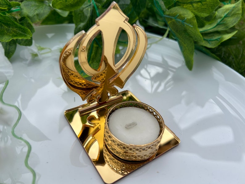Khanda Tea Light Candle and Holder Sikh Symbol Khanda Shadow Diya, Diva ...